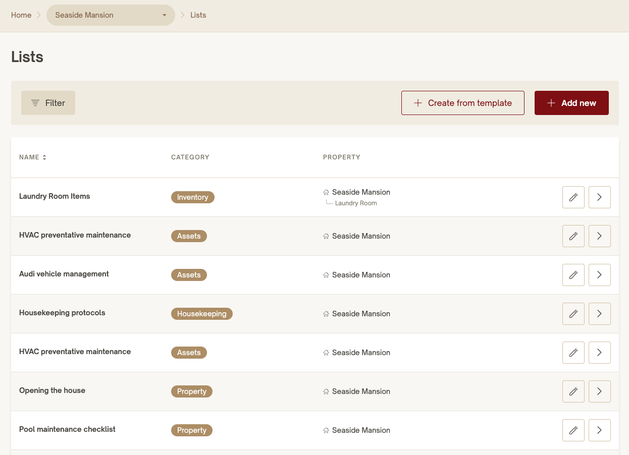 How do I add, edit, duplicate, and delete lists?